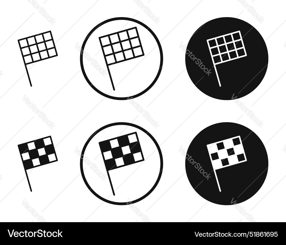 Flag checkered icon set in black and white Vector Image