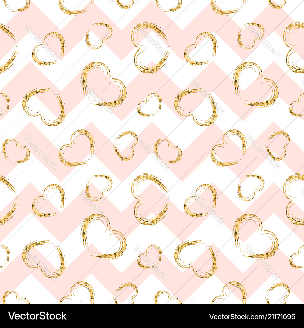 Gold heart seamless pattern pink-white geometric Vector Image