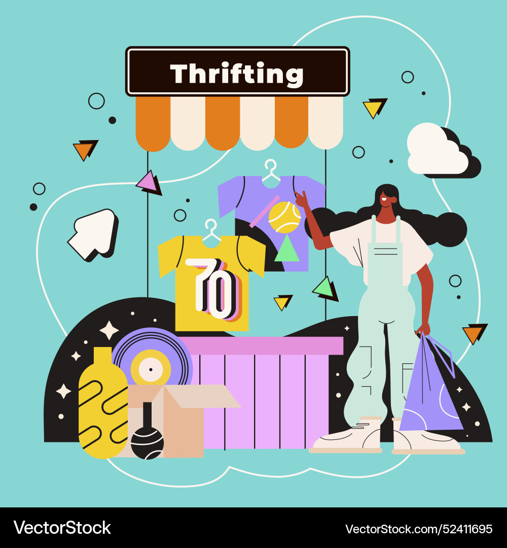Hand drawn thrift store Royalty Free Vector Image