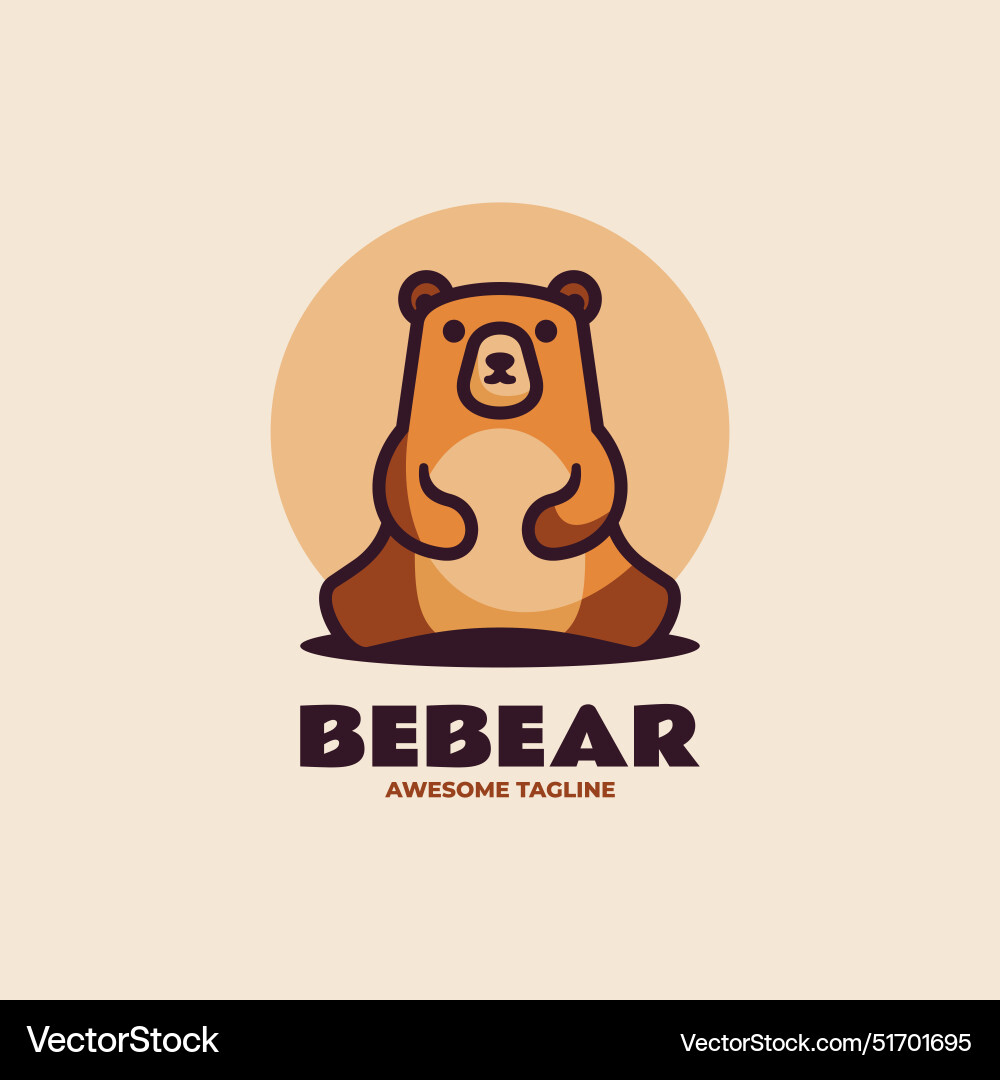 Logo bear simple mascot style Royalty Free Vector Image