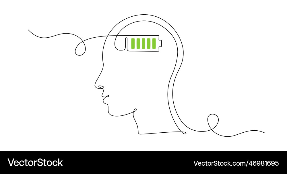 One continuous line drawing of head with full Vector Image