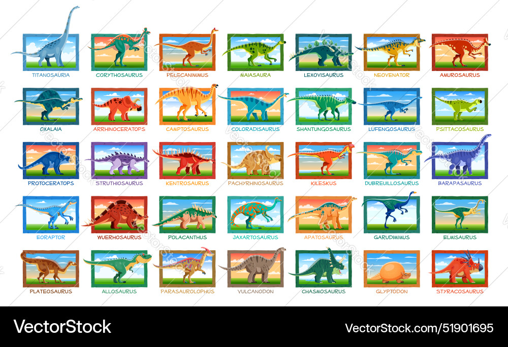 Prehistoric dinosaurs set ancient reptiles Vector Image