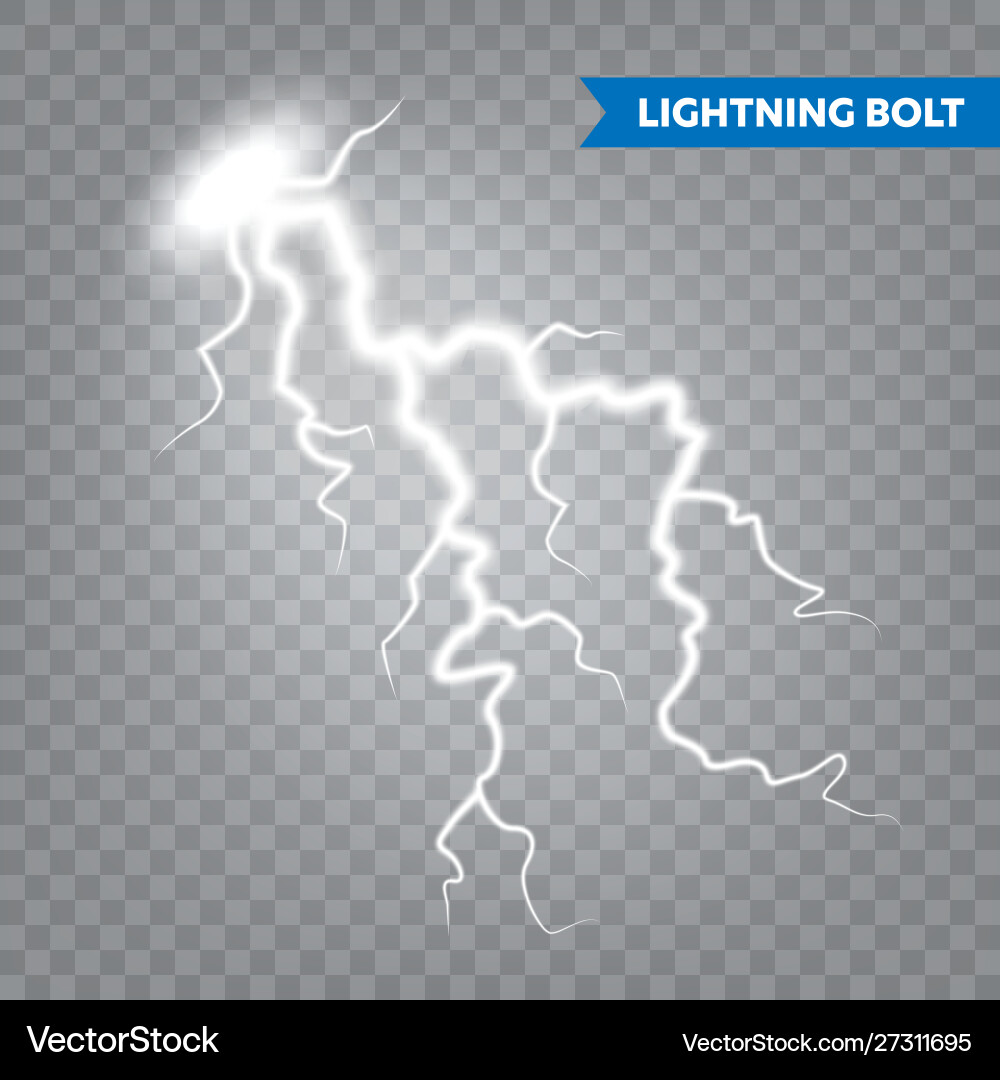 Realistic lightning on transparent background Vector Image