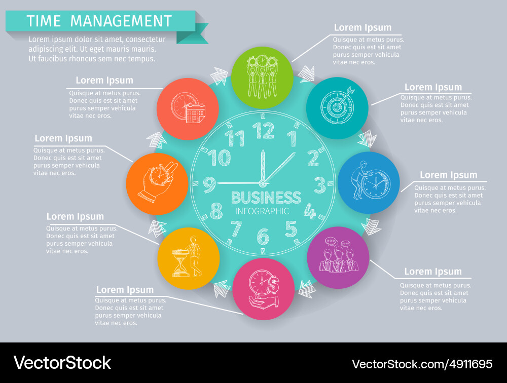 Time management infographics Royalty Free Vector Image