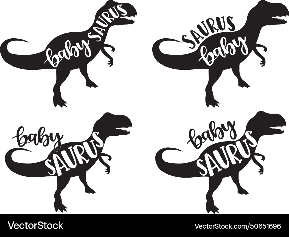 4 styles baby saurus family Royalty Free Vector Image