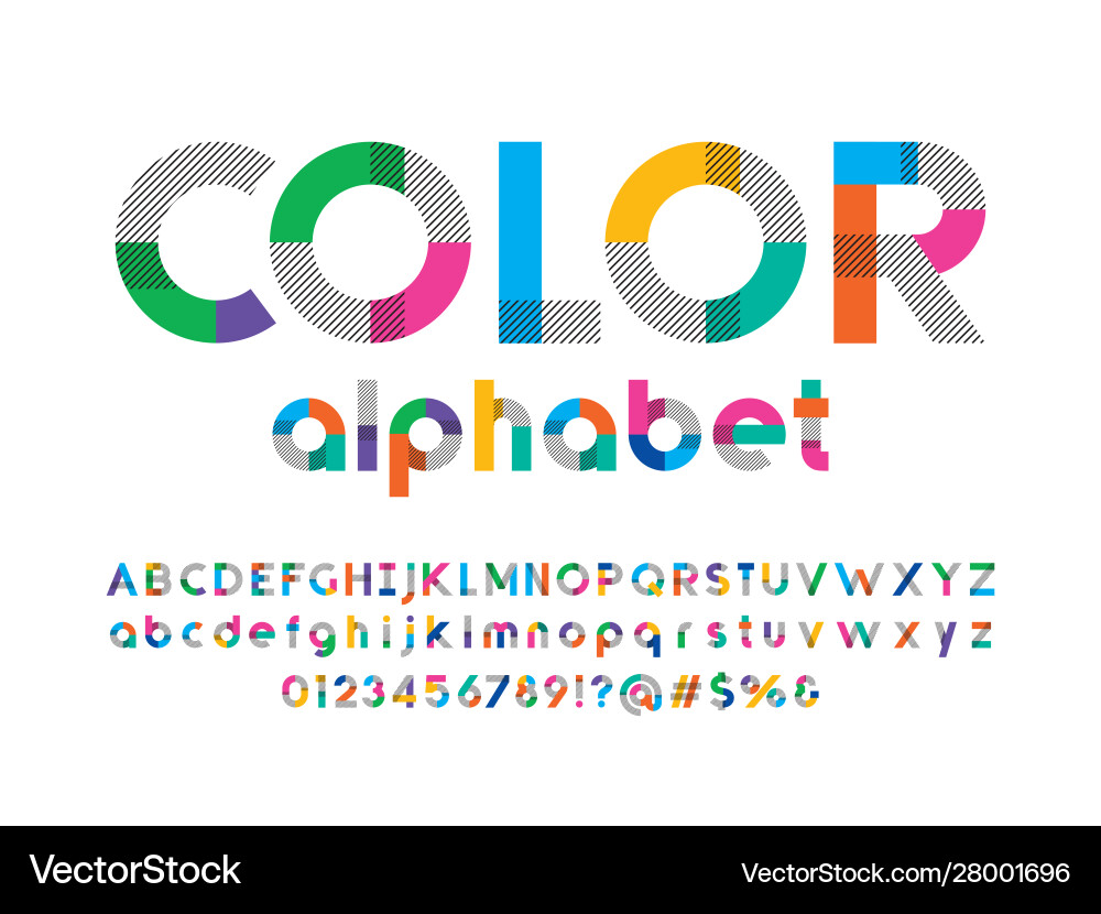 Colour font Royalty Free Vector Image - VectorStock