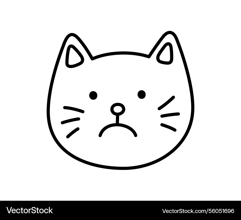 Cute doodle cry cat face icon sad crying cat Vector Image