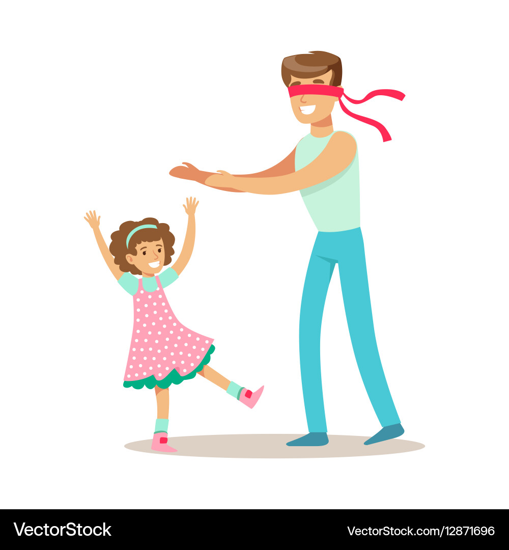 Dad playing hide and seek with daughter loving Vector Image