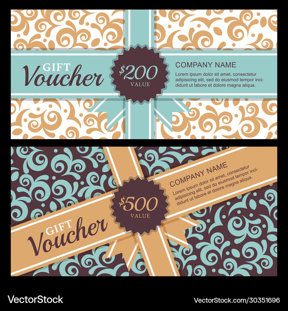 Gift voucher with vintage ornament background Vector Image