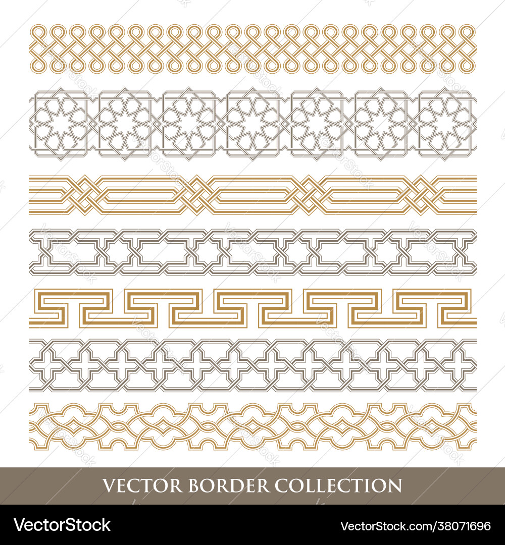Islamic Geometric Border Set Royalty Free Vector Image