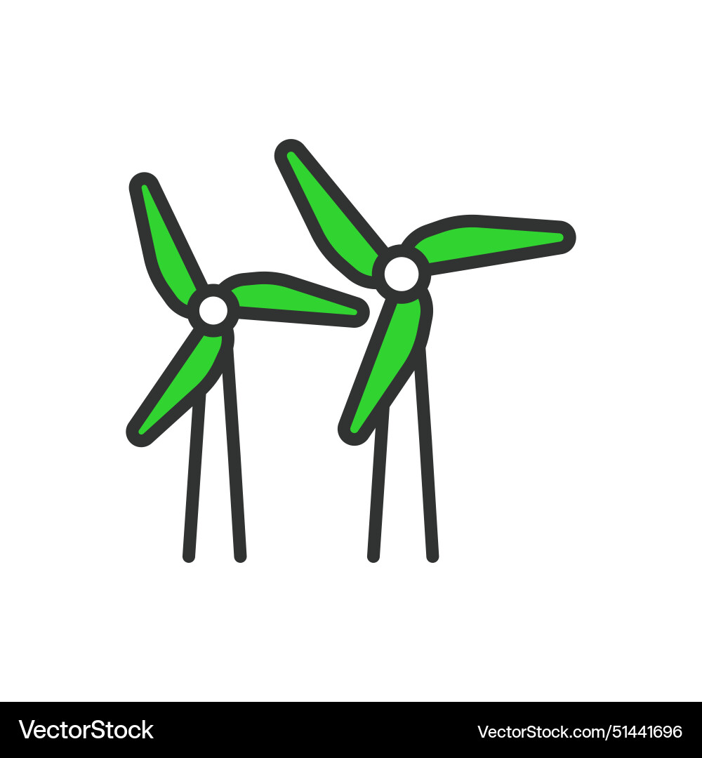 Offshore wind energy in line design green Vector Image