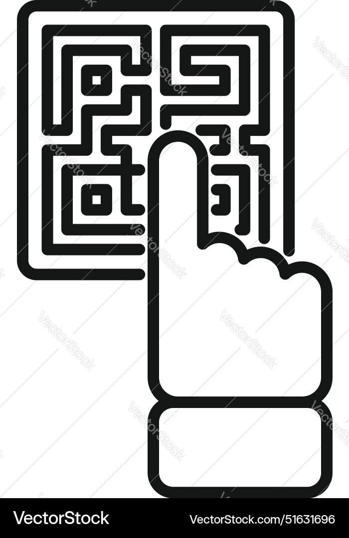 Person scanning qr code with finger outline icon Vector Image