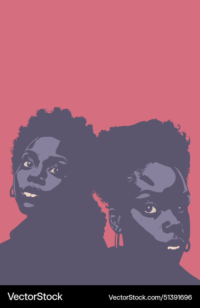 Two young afro american women face front view Vector Image