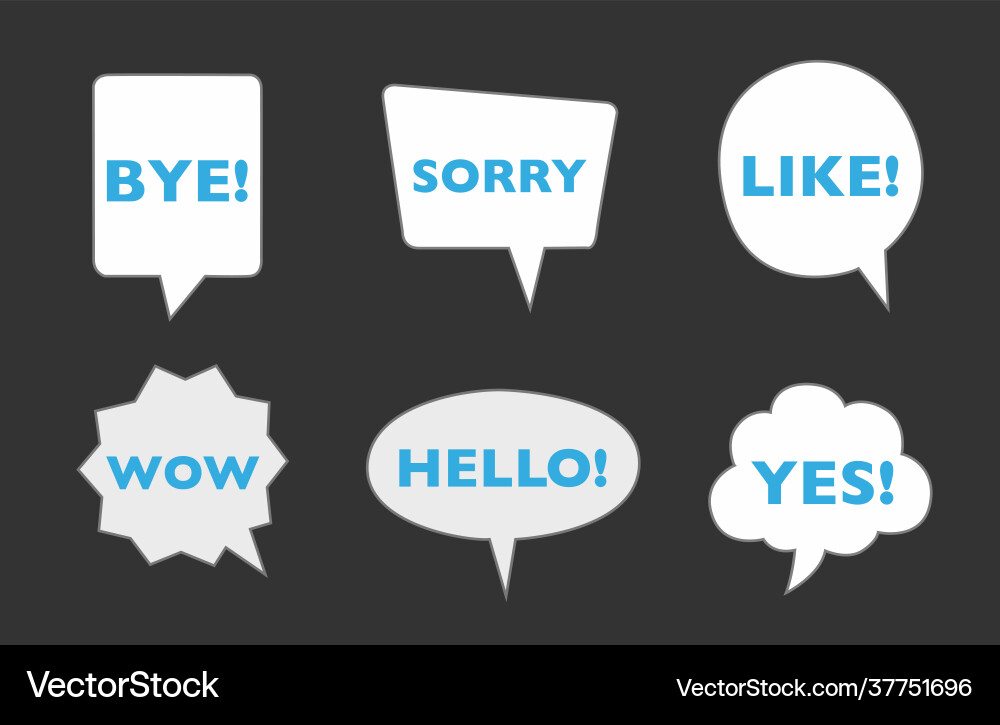 Various speech bubbles with words hand drawn set Vector Image