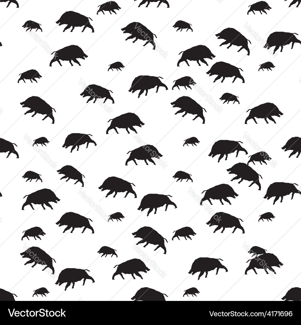 Wild Boar Silhouette Seamless Pattern Royalty Free Vector