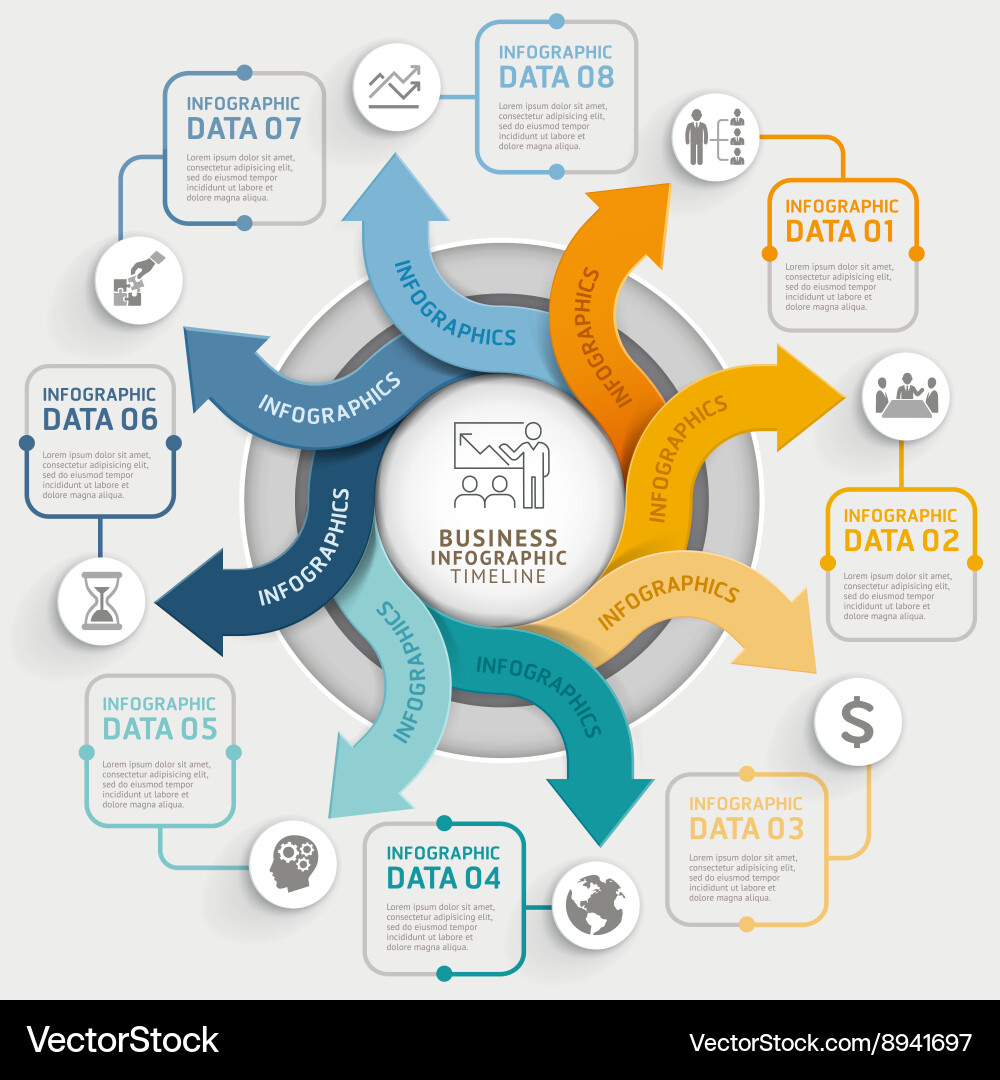 8 step arrow circle infographics template Vector Image