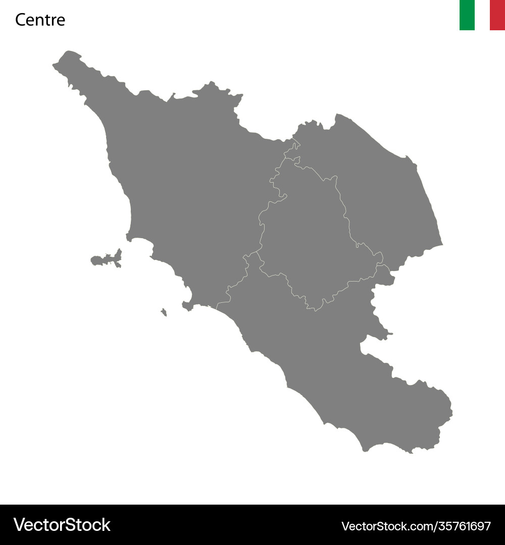 Central Italy Map - Lazio, Umbria, Marche Vector Image