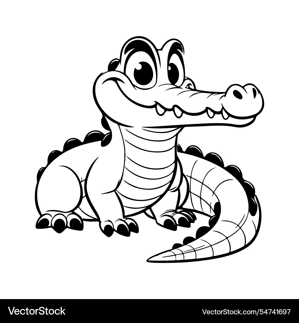 Crocodile line art coloring page Royalty Free Vector Image
