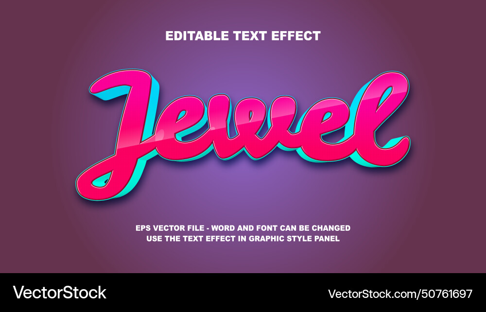 Editable text effect jewel 3d template Royalty Free Vector