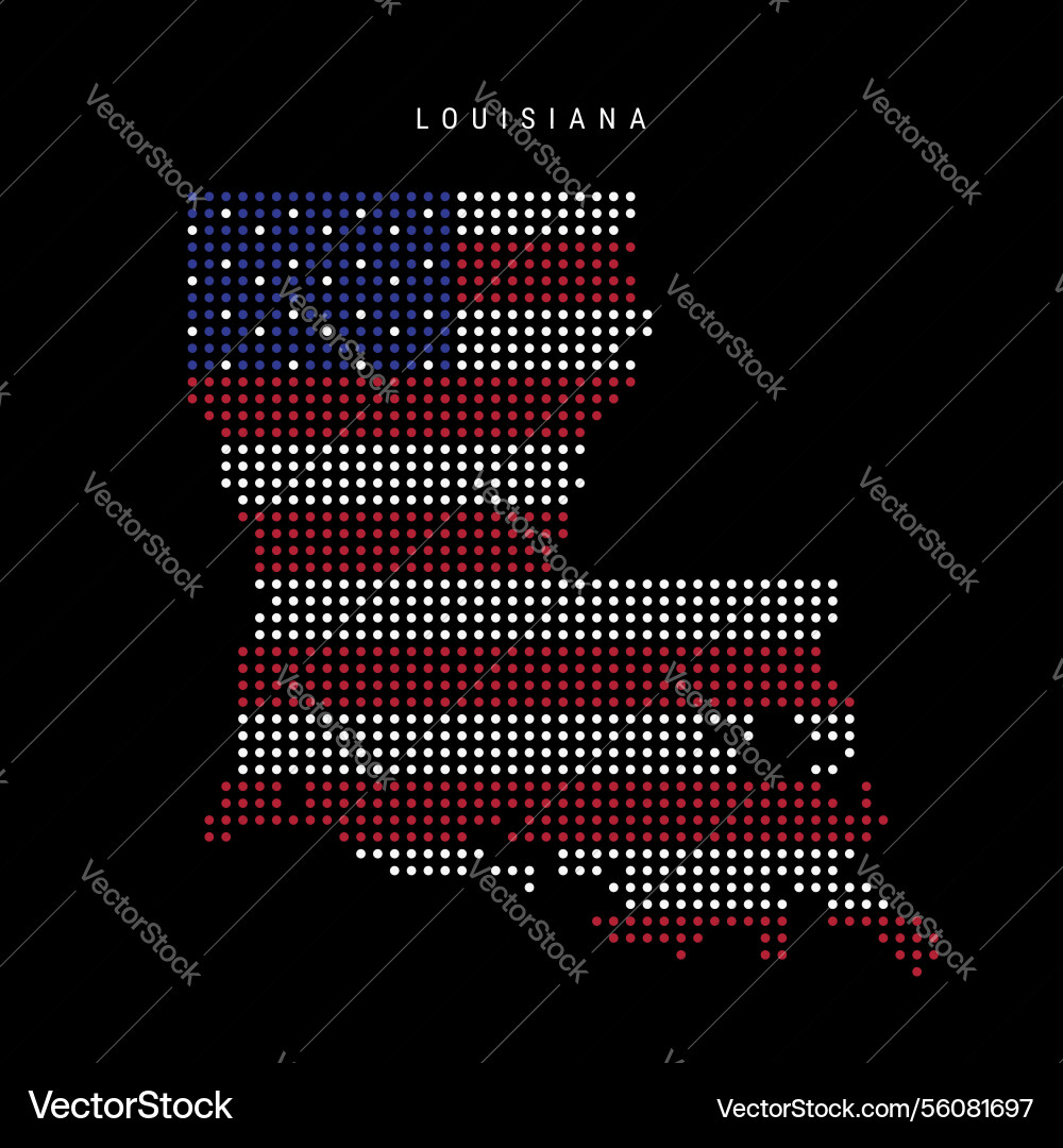 Louisiana us state dot pixel map flat isolated Vector Image