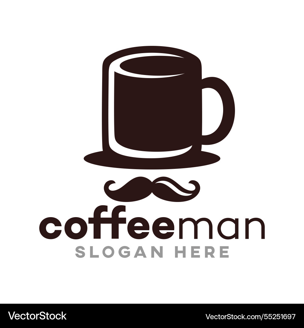 Modern man coffee lover logo Royalty Free Vector Image