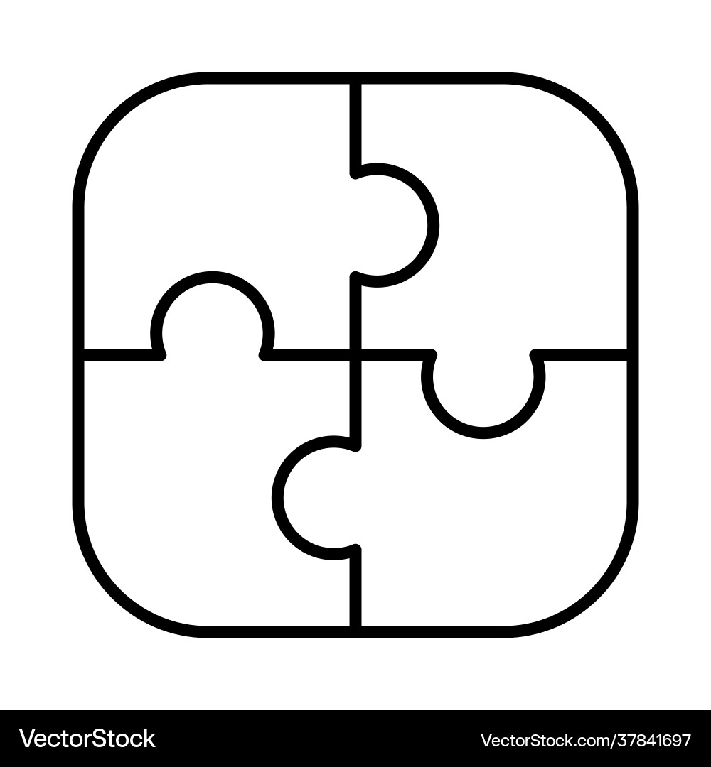 Monochrome simple puzzle pieces icon Royalty Free Vector
