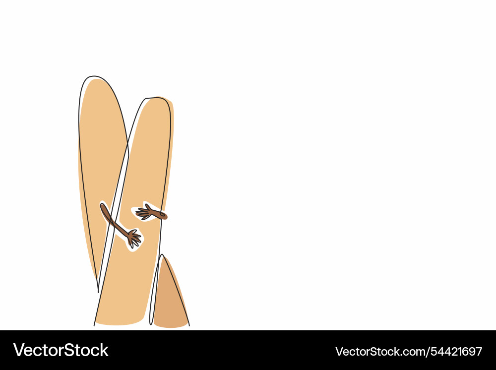 Single one line drawing two fingers crossed like Vector Image