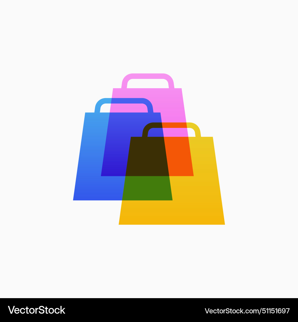 Three shopping bag triple chart store logo icon Vector Image