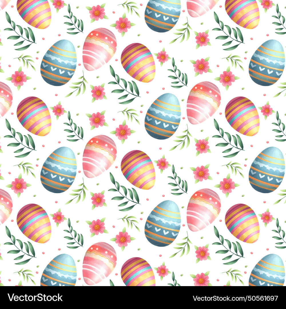 Watercolor hand drawn colorful easter pattern Vector Image