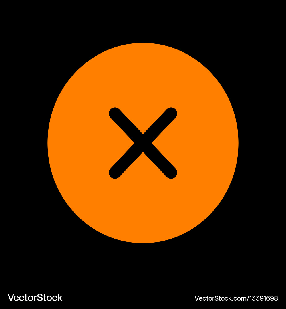 Cross sign orange icon on black Royalty Free Vector Image