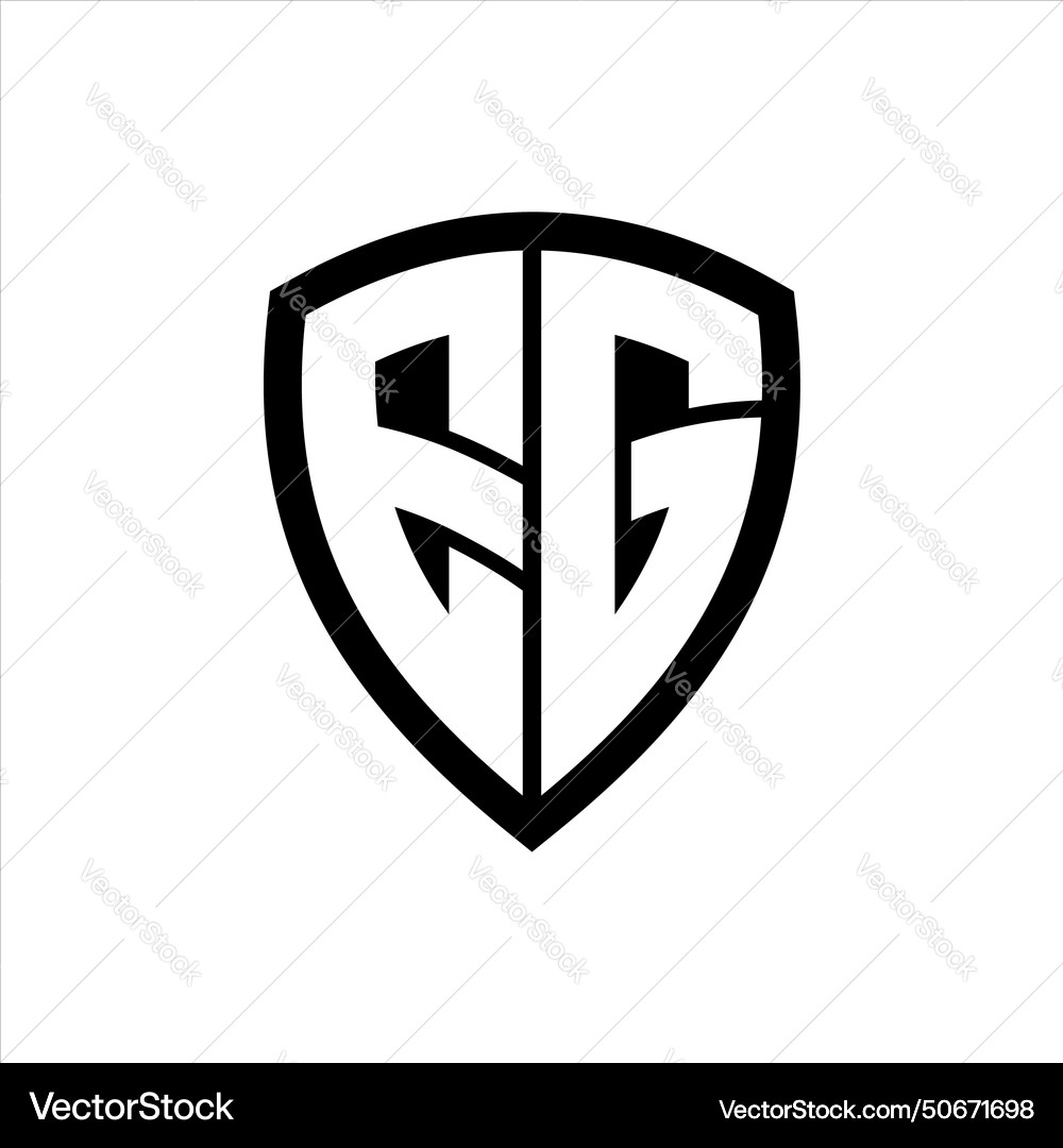 Eg monogram logo with bold letters shield shape Vector Image