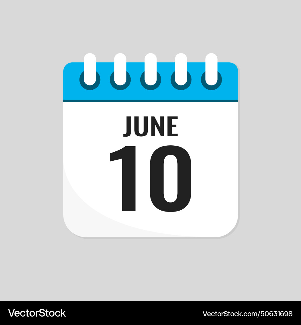 Icon page calendar day - 10 june Royalty Free Vector Image