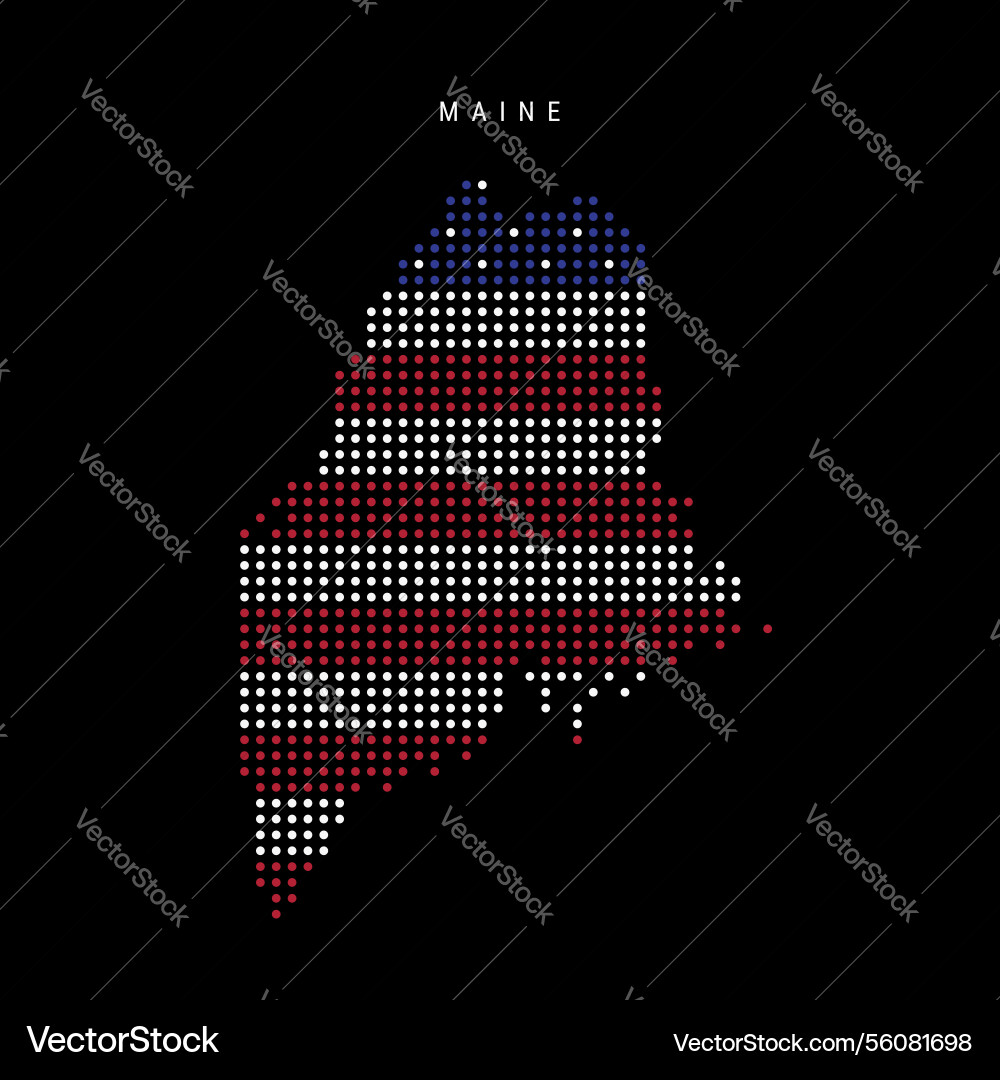 Maine us state dot pixel map flat isolated Vector Image