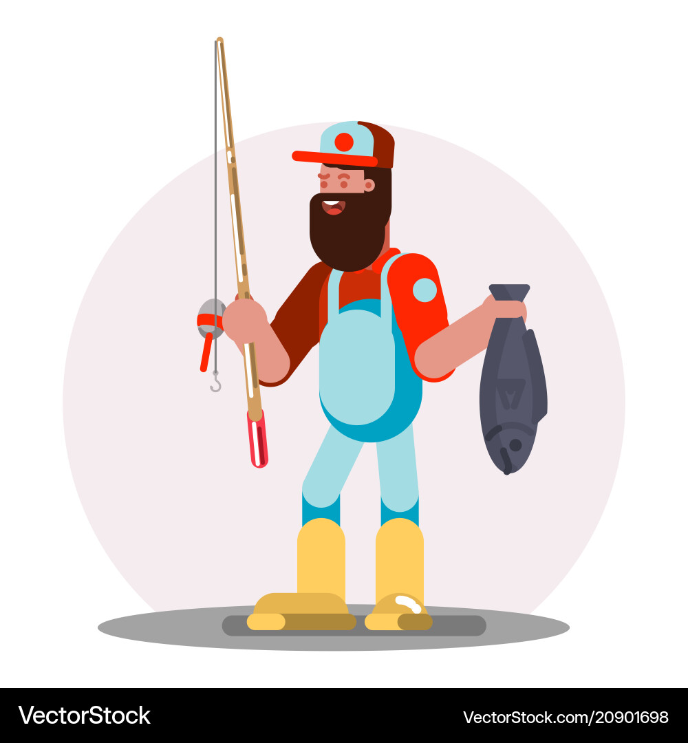 Man standing with big fish Royalty Free Vector Image