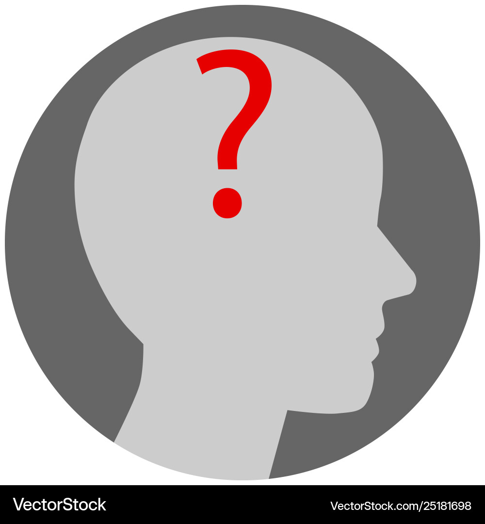 Red question mark in head icon Royalty Free Vector Image