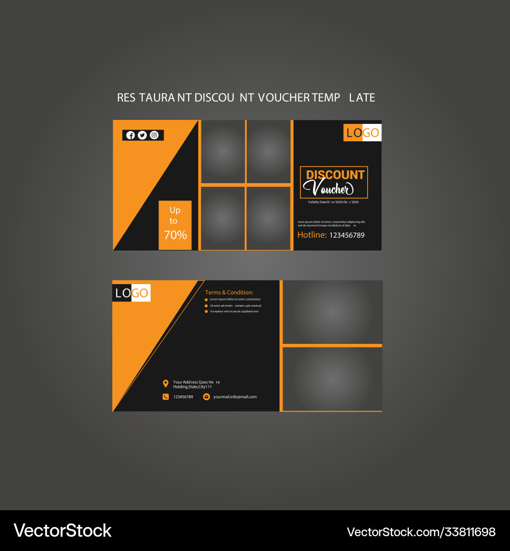 Restaurant discount voucher template Royalty Free Vector