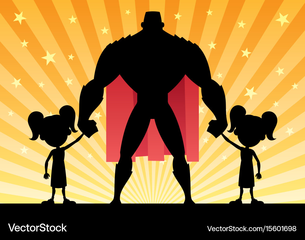 Super dad 2 twin girls Royalty Free Vector Image