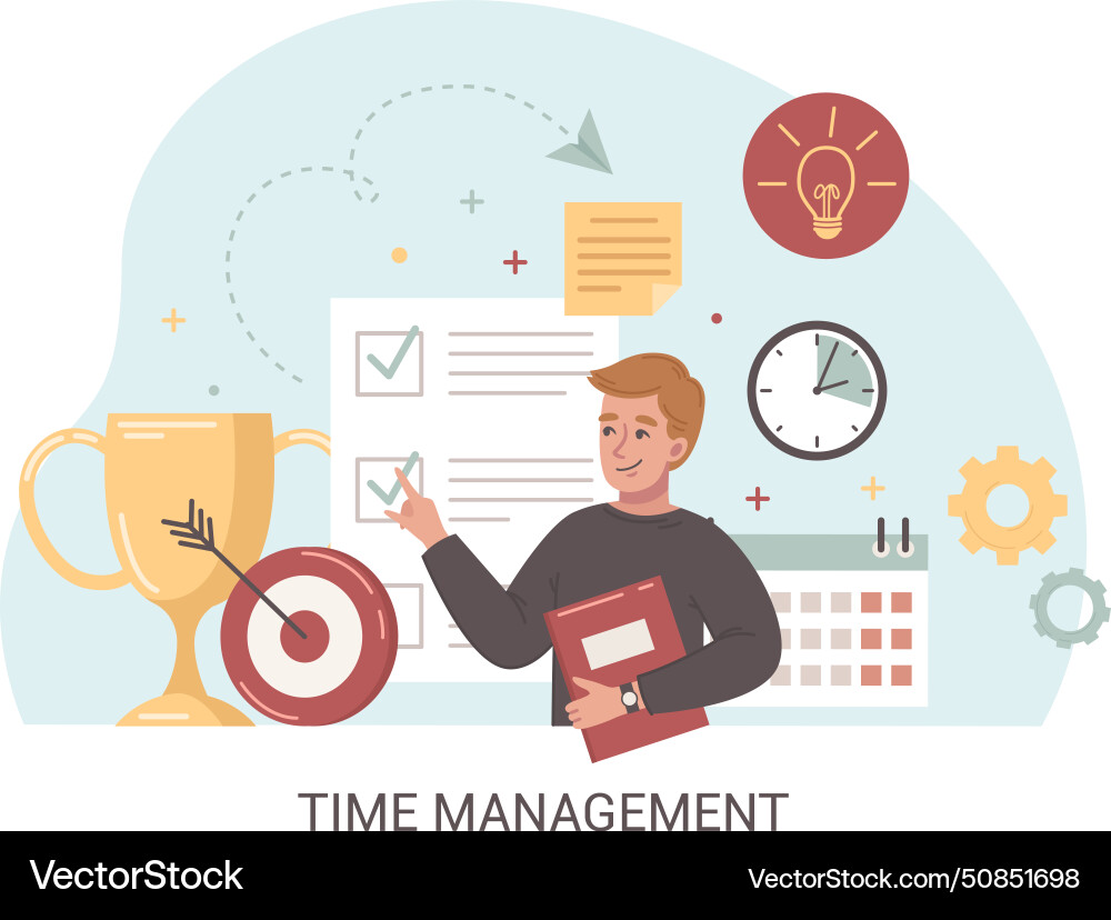 Time management flat cartoon composition Vector Image