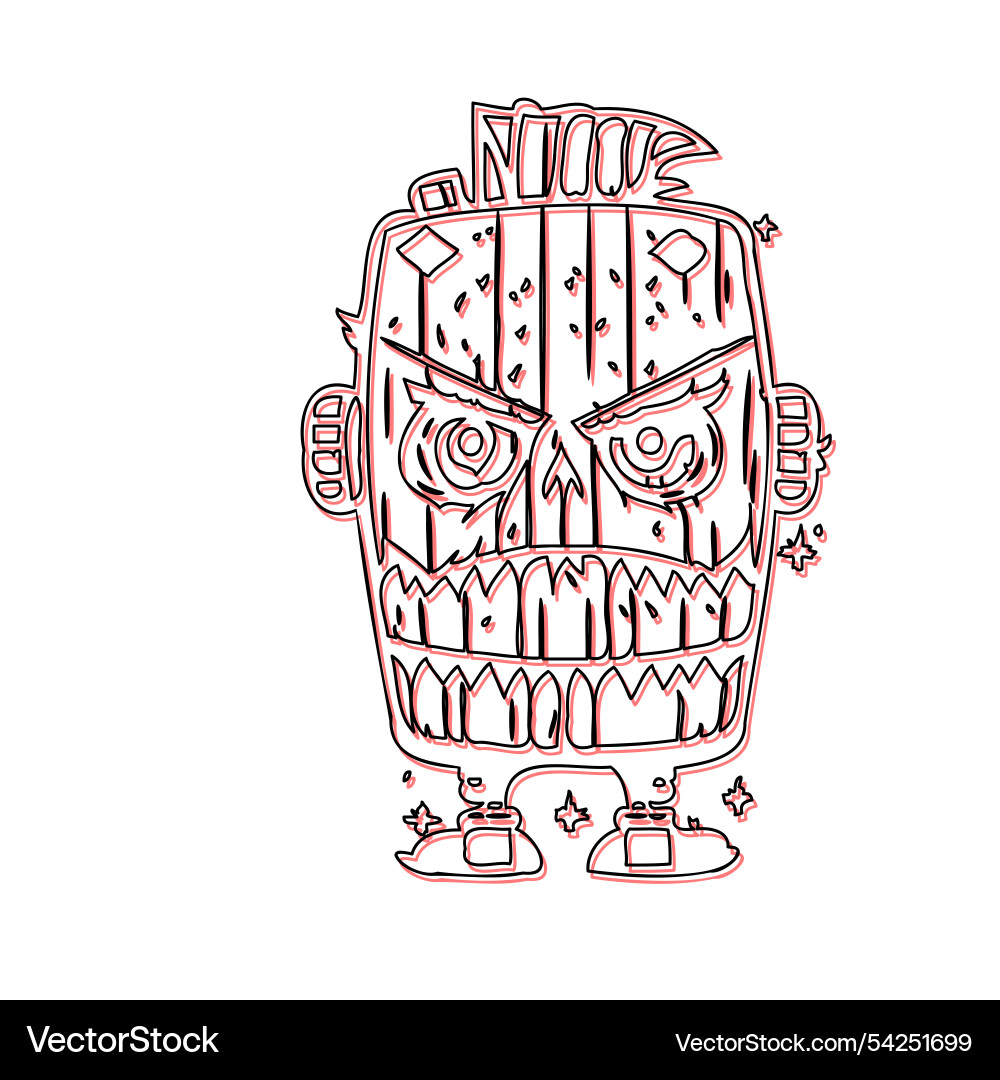 Frankensteins monster outline sketch red Vector Image