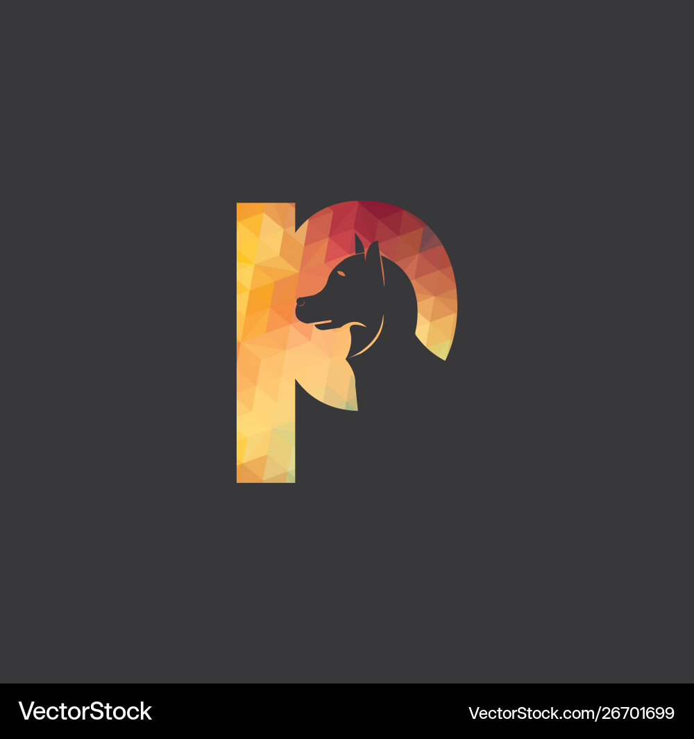 Letter p and dog head logo design Royalty Free Vector Image