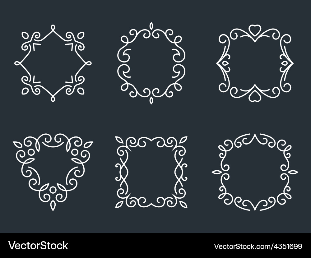 Outline monogram frames Royalty Free Vector Image