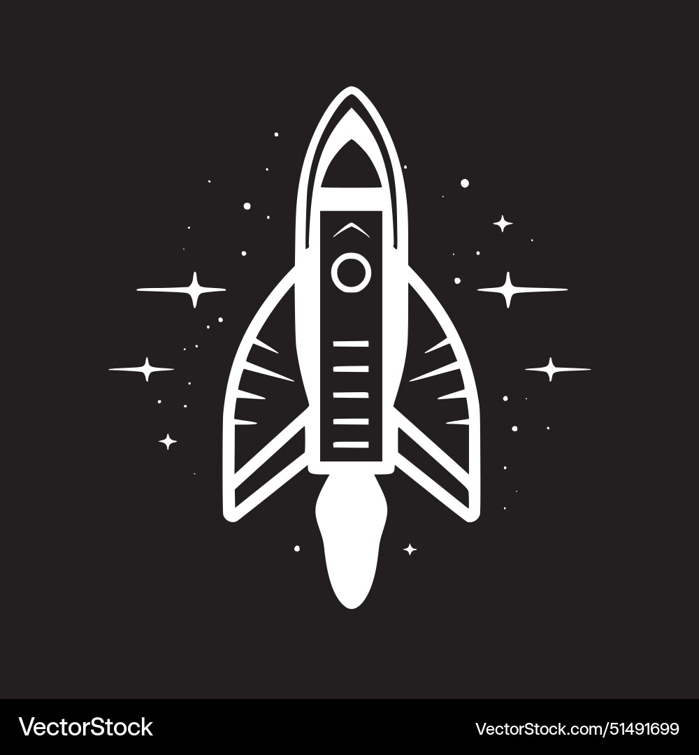 Rocket - black and white isolated icon Royalty Free Vector