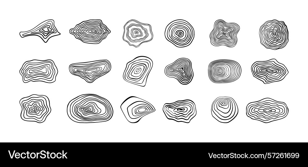 Topographic lines set abstract organic shapes Vector Image