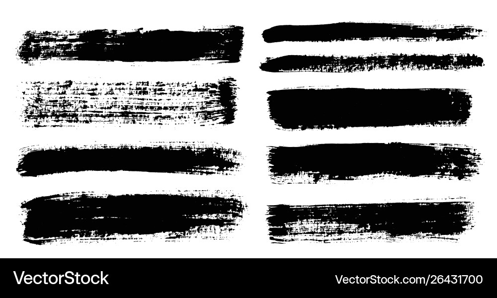 Brush strokes paintbrush set grunge Royalty Free Vector