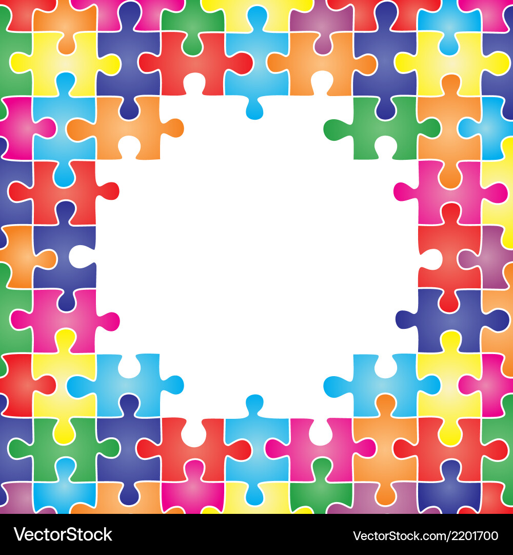 Colored frame made up of pieces puzzle Royalty Free Vector