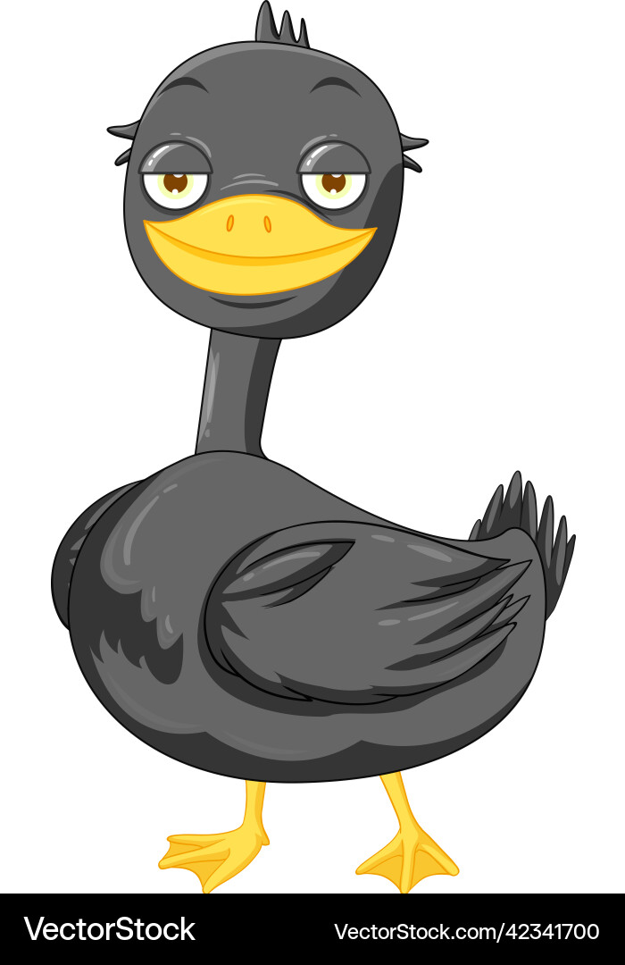Cute black duck cartoon character Royalty Free Vector Image