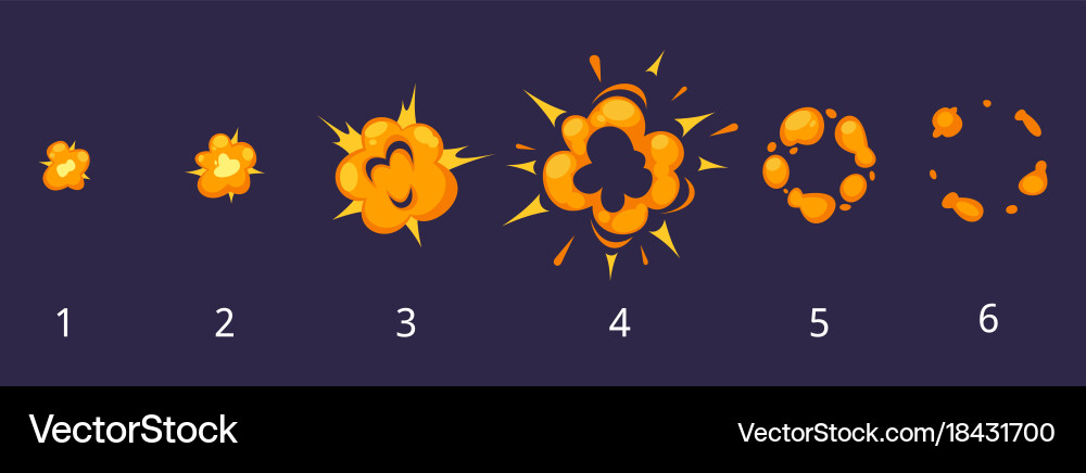 Explosion frames for animation Royalty Free Vector Image