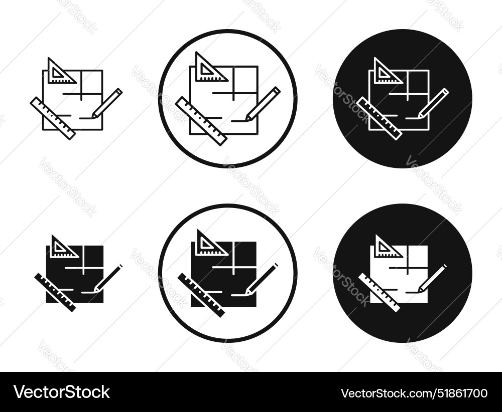Floor plan icon set in black and white outlines Vector Image