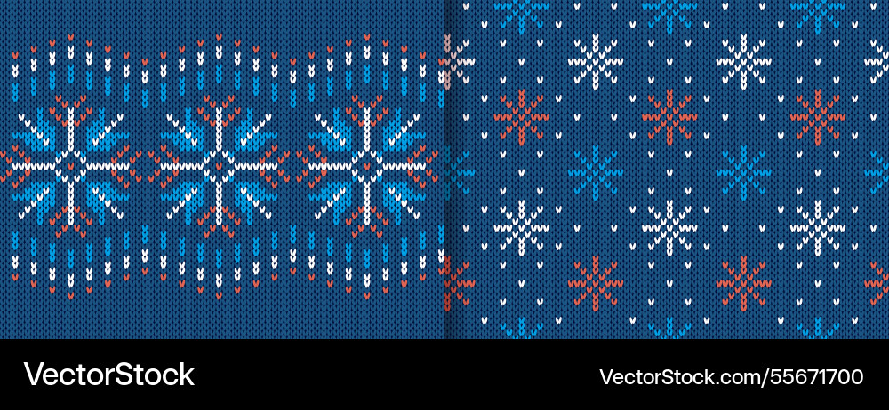 Knitted seamless patterns christmas sweater Vector Image