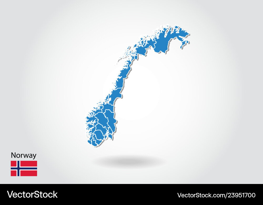 Norway map design with 3d style blue Royalty Free Vector